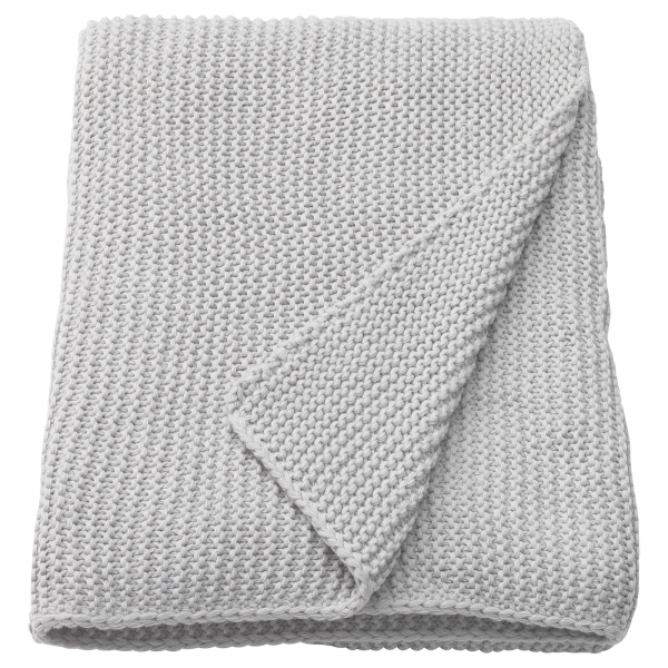 INGABRITTA ИГАБРИТТА Плед, светло-серый, 130x170 см - Пледы IKEA